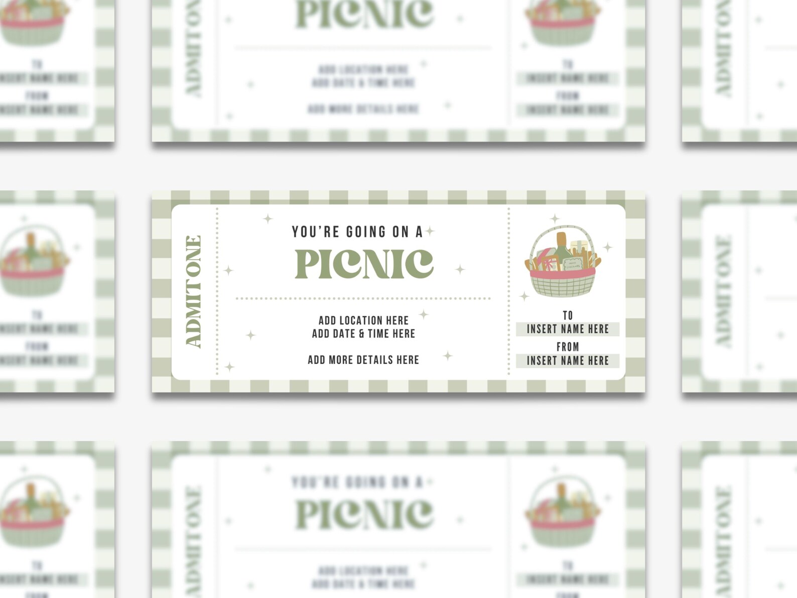 Editable Picnic Coupon, Custom Picnic Date Gift Certificate, Digital ...
