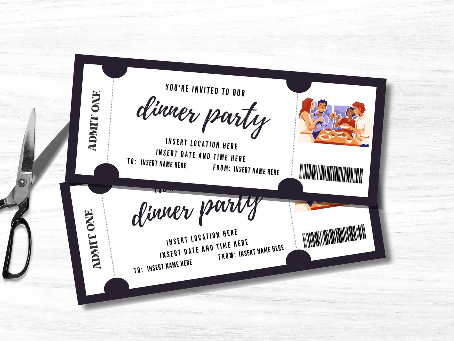 Custom Dinner Party Coupon, Printable Surprise Dinner Party Invitation ...