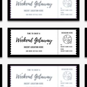 Editable Weekend Getaway Coupon Template, Custom Surprise Hotel ...