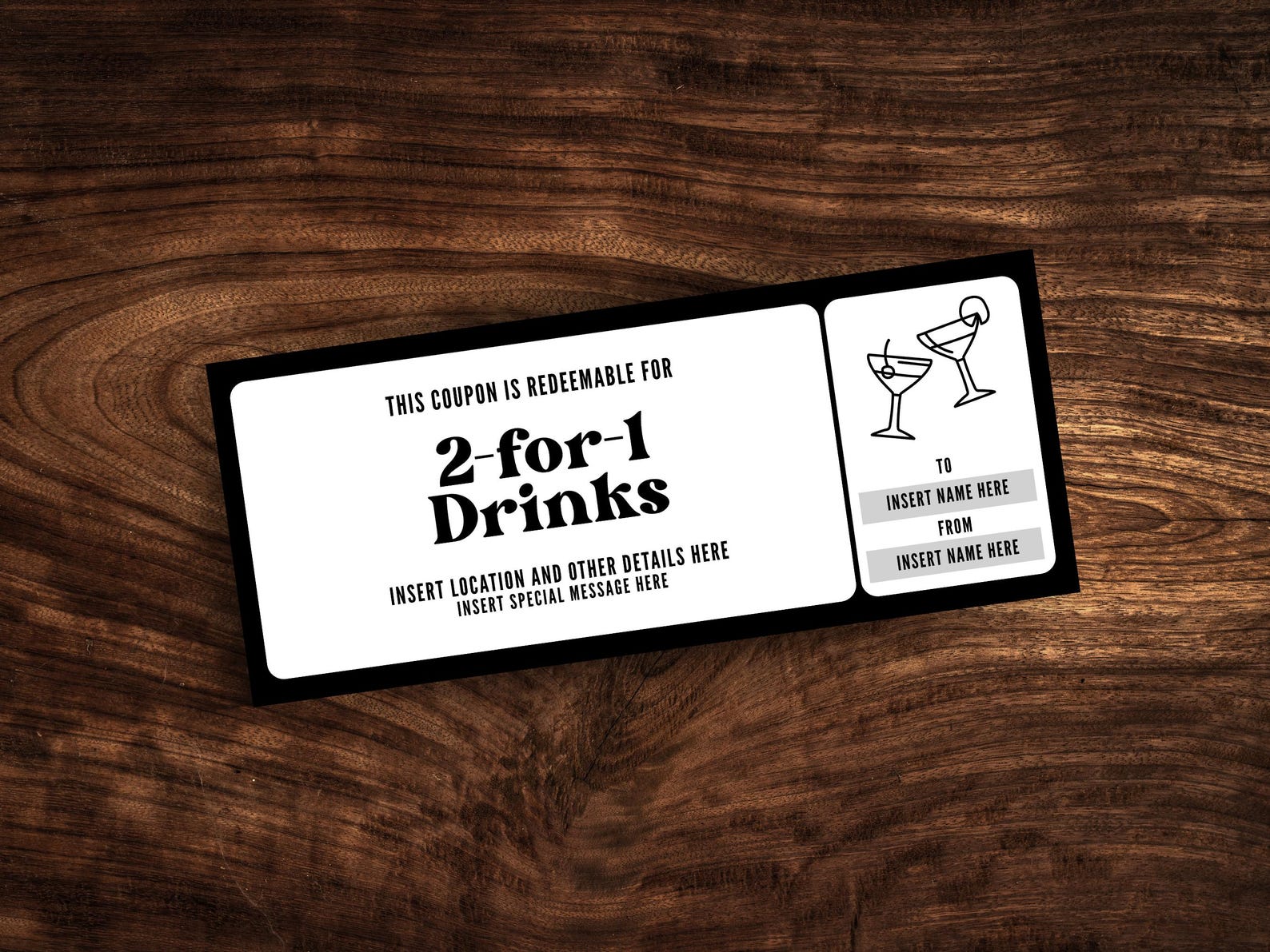 Printable 2-for-1 Drink Coupon Template, Editable Buy One Get One Drink ...