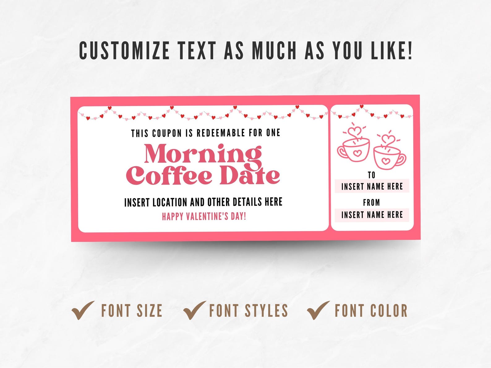 Custom Morning Coffee Date Coupon, Printable Valentine's Day Coffee ...
