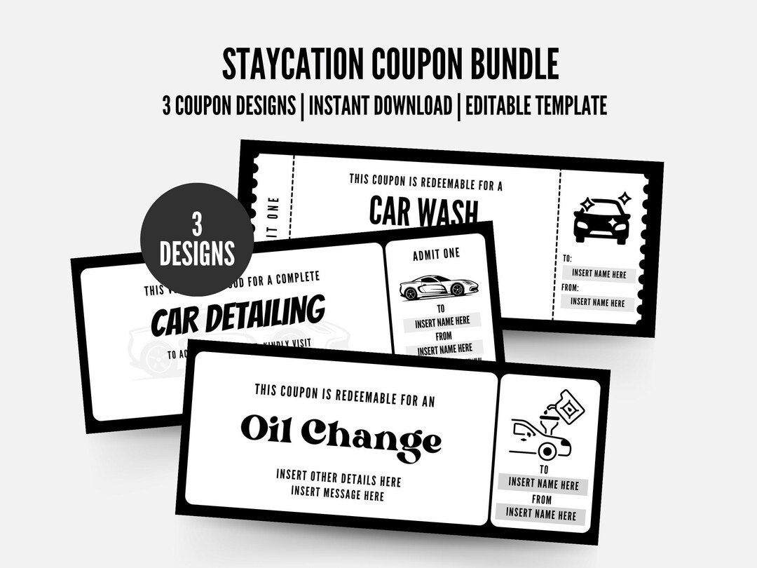 Editable Car Service Coupon Bundle, Custom Car Wash Ticket, Printable ...