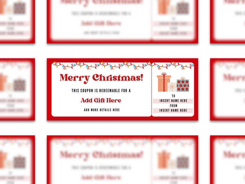 Editable Christmas Gift Certificate Template, Custom Xmas Gift Coupon ...