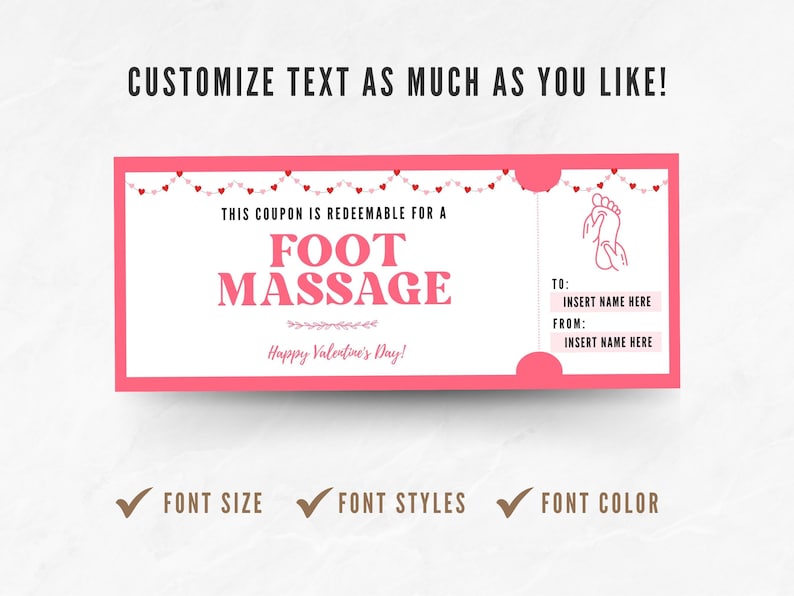 Editable Foot Massage Gift Certificate Template, Printable Foot Massage ...