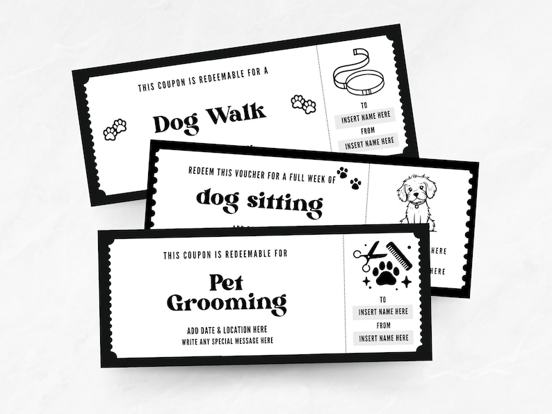 Editable Dog Care Coupon Template Bundle, Custom Dog Sitting Coupon ...