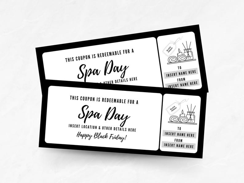 Editable Spa Day Coupon Template, Printable Spa Ticket Voucher, Custom ...