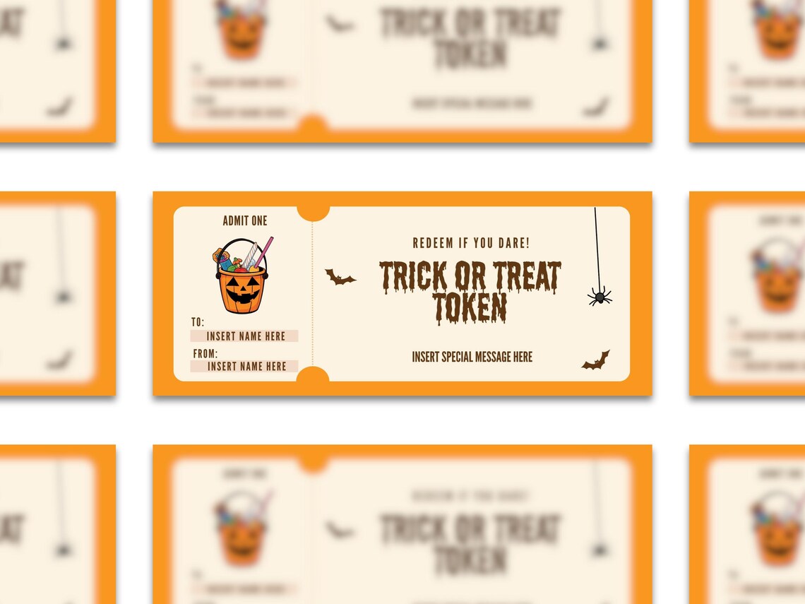 Editable Trick or Treat Token Coupon, Printable Halloween Candy ...