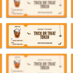 Editable Trick or Treat Token Coupon, Printable Halloween Candy ...