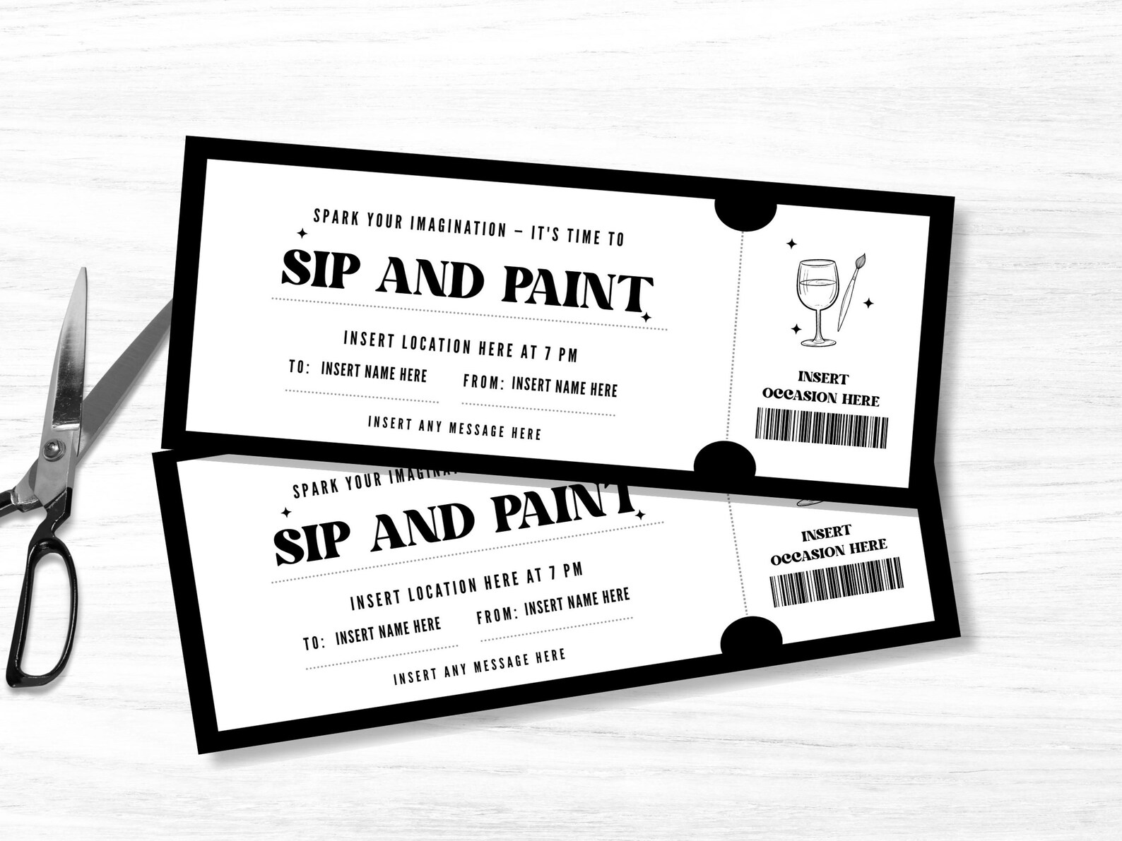 Printable Sip and Paint Party Coupon Template, Editable Wine and Paint ...