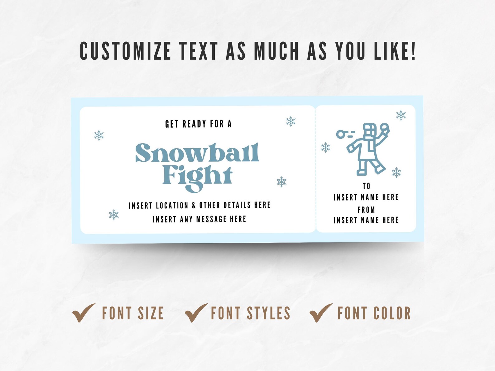 Editable Snowball Fight Ticket Template, Custom Snowball Fight Coupon ...