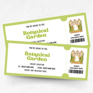 Custom Botanical Garden Ticket Template, Printable Botanical Gardens ...