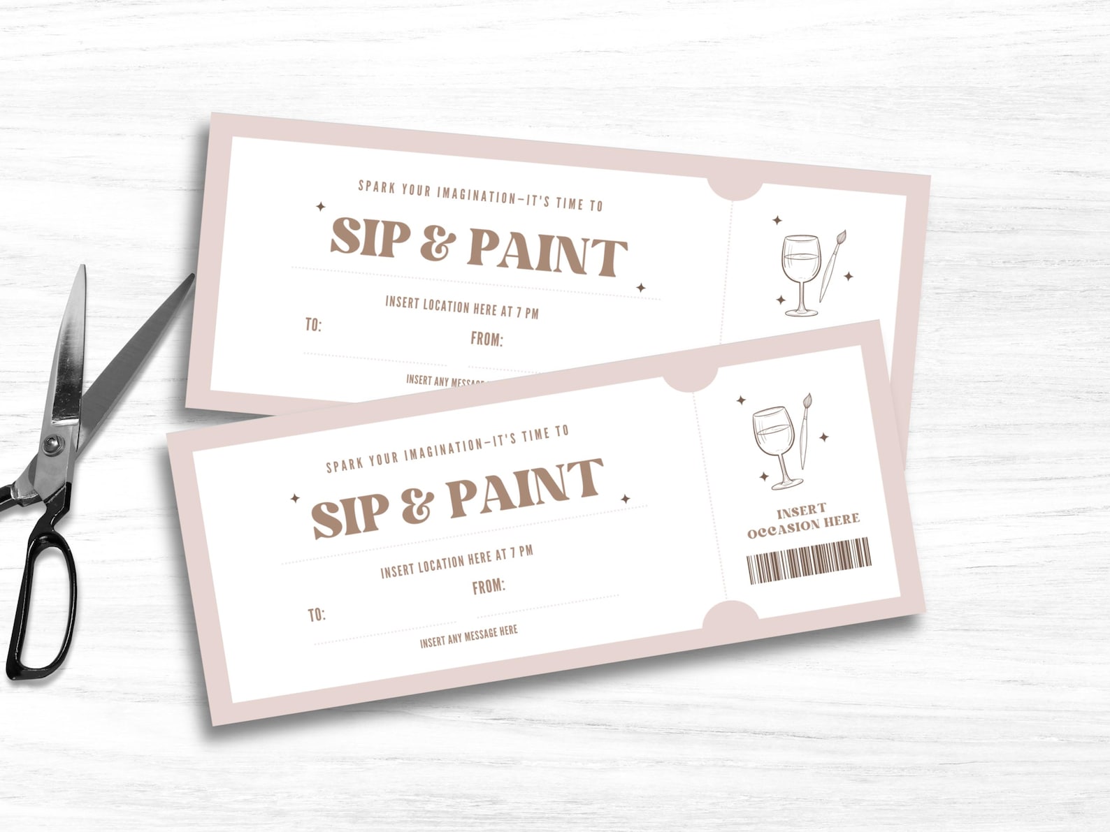 Printable Sip and Paint Party Coupon Template, Editable Wine and Paint ...