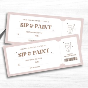 Printable Sip and Paint Party Coupon Template, Editable Wine and Paint ...
