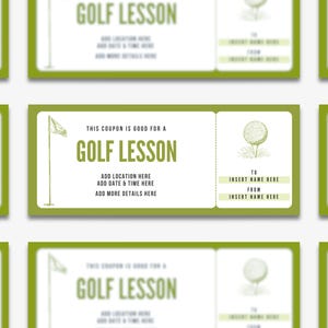 Editable Golf Lesson Gift Certificate, Custom Golf Class Coupon ...