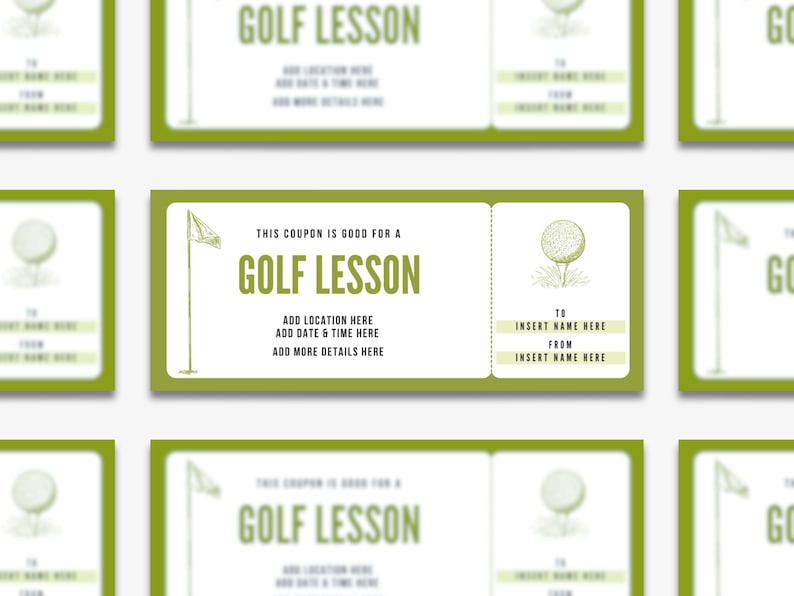 Editable Golf Lesson Gift Certificate, Custom Golf Class Coupon ...