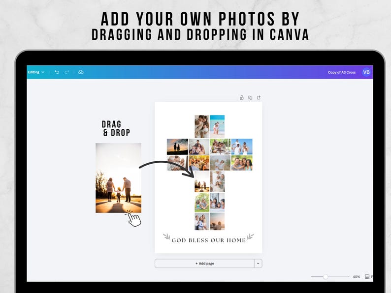 Editable Cross Photo Collage Template, Christian Family Wall Art ...