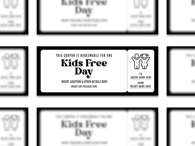 Editable Kids Free Coupon Template, Custom Babysitting Ticket Template ...