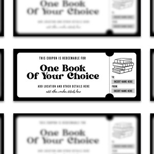 Custom One Book of Your Choice Coupon Template, Printable Book Coupon ...