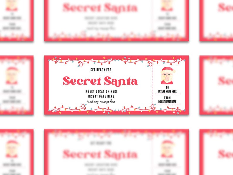 Editable Secret Santa Invitation Template, Custom Secret Santa Gift ...