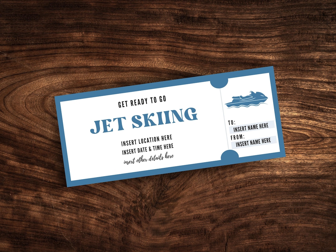 Editable Jet Skiing Coupon, Custom Jet Ski Tour Ticket Template ...