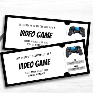 Custom Video Game Coupon Template, Editable Gamer Gift Certificate ...