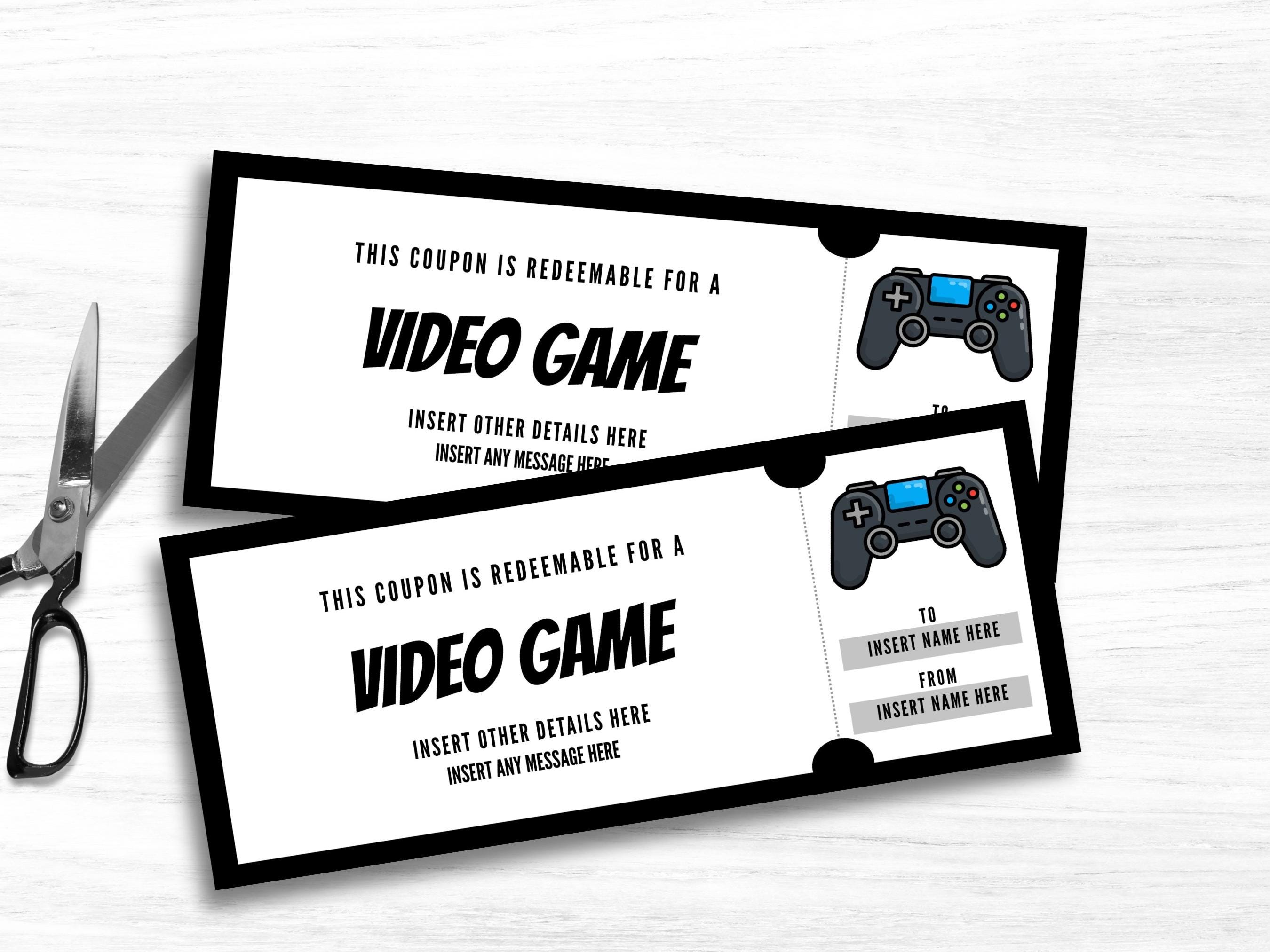 Custom Video Game Coupon Template, Editable Gamer Gift Certificate ...