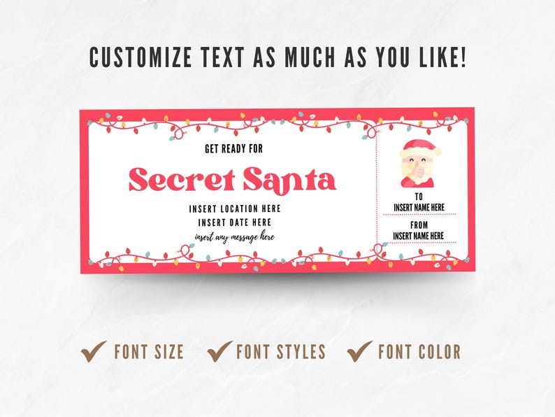 Editable Secret Santa Invitation Template, Custom Secret Santa Gift ...