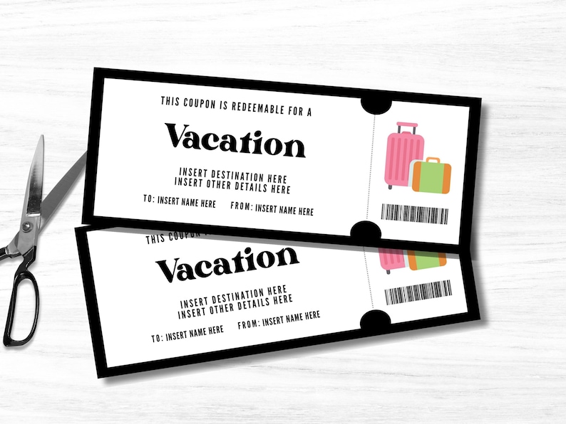 Editable Vacation Coupon Template, Custom Surprise Resort Voucher ...