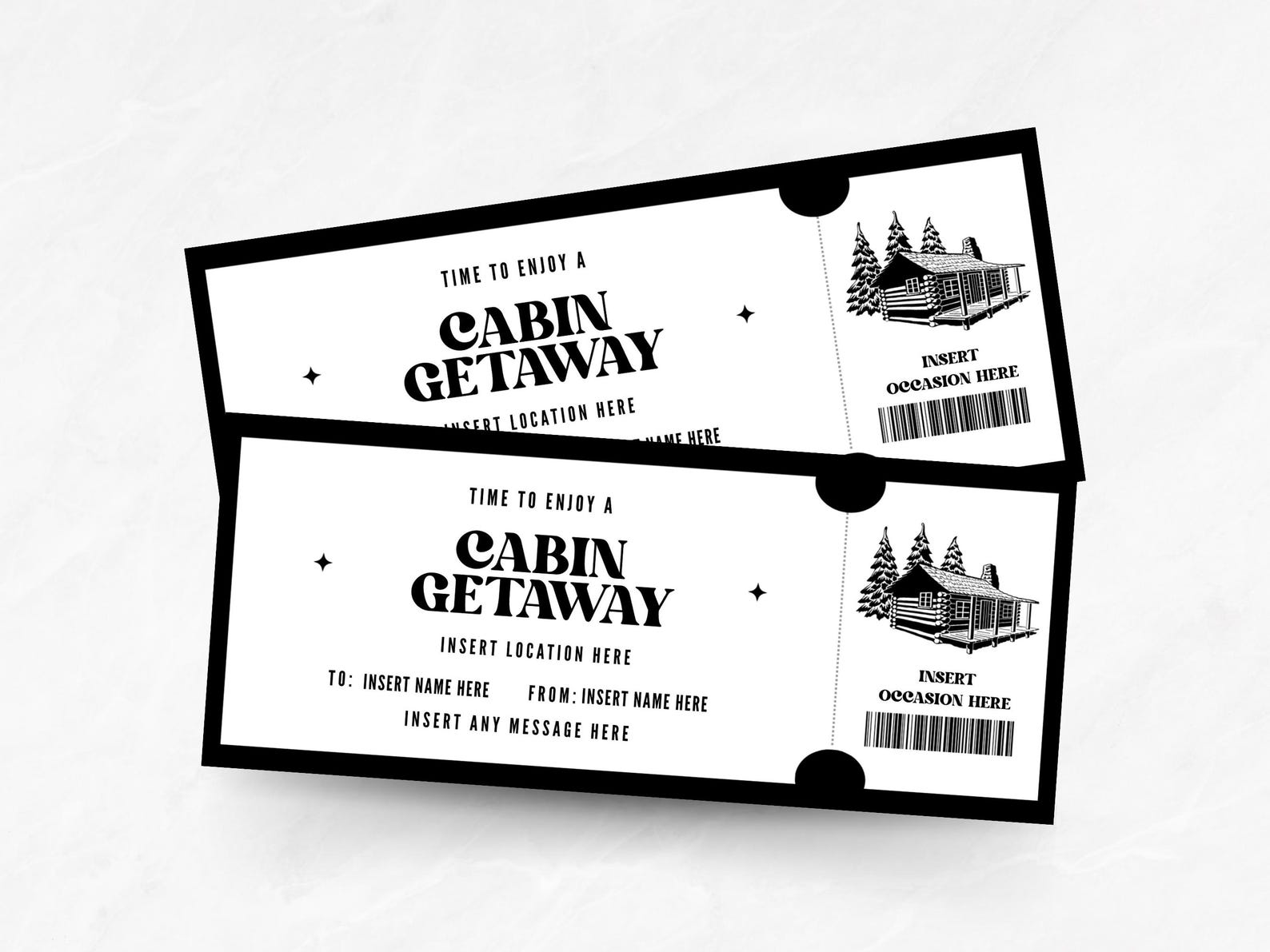 Editable Cabin Getaway Coupon Template, Custom Surprise Cozy Cabin ...