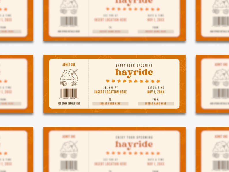 Editable Hayride Coupon, Custom Fall Hayride Ticket Template, Printable ...