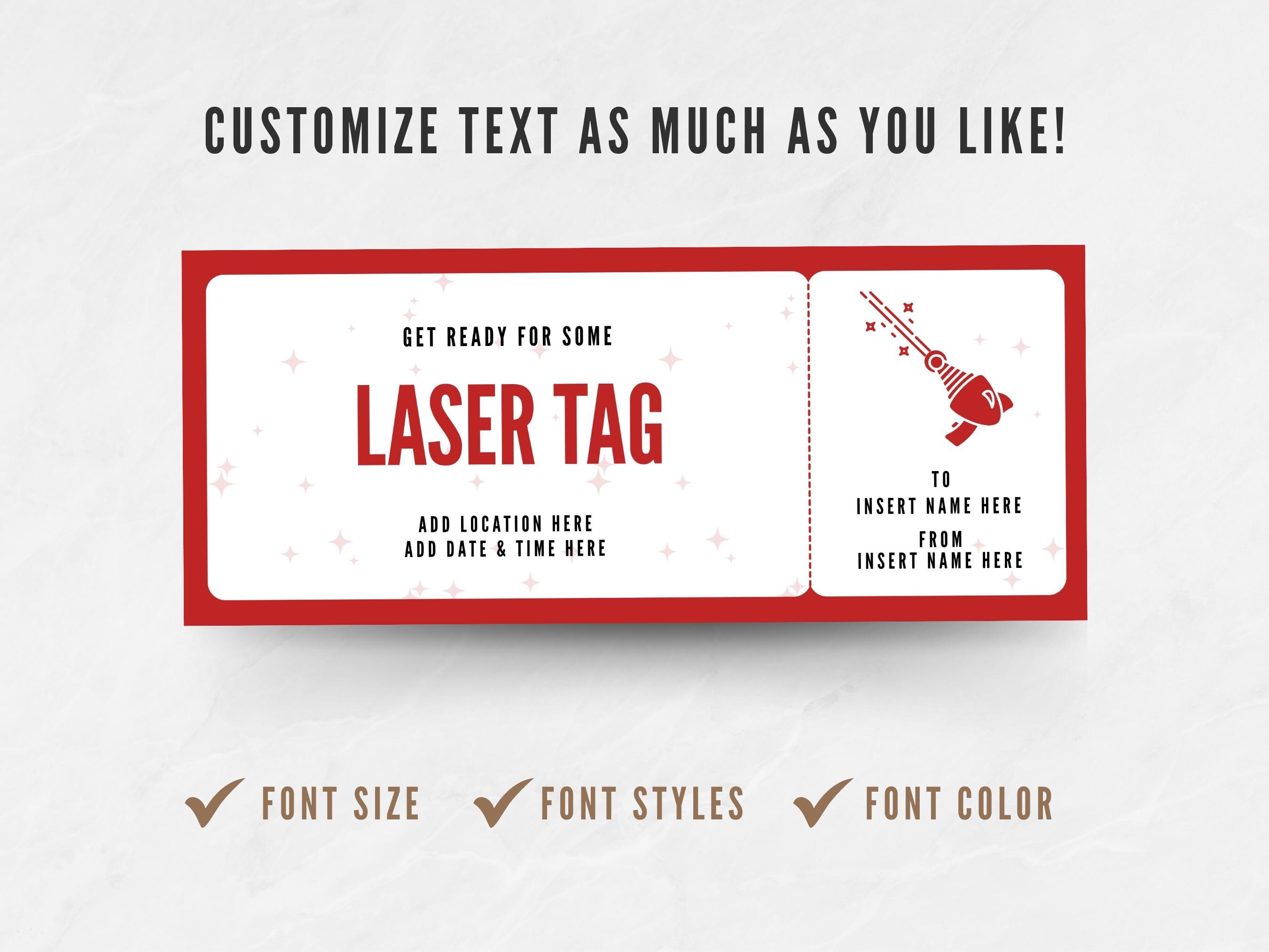 Custom Laser Tag Ticket Template, Editable Laser Tag Adventure Coupon ...