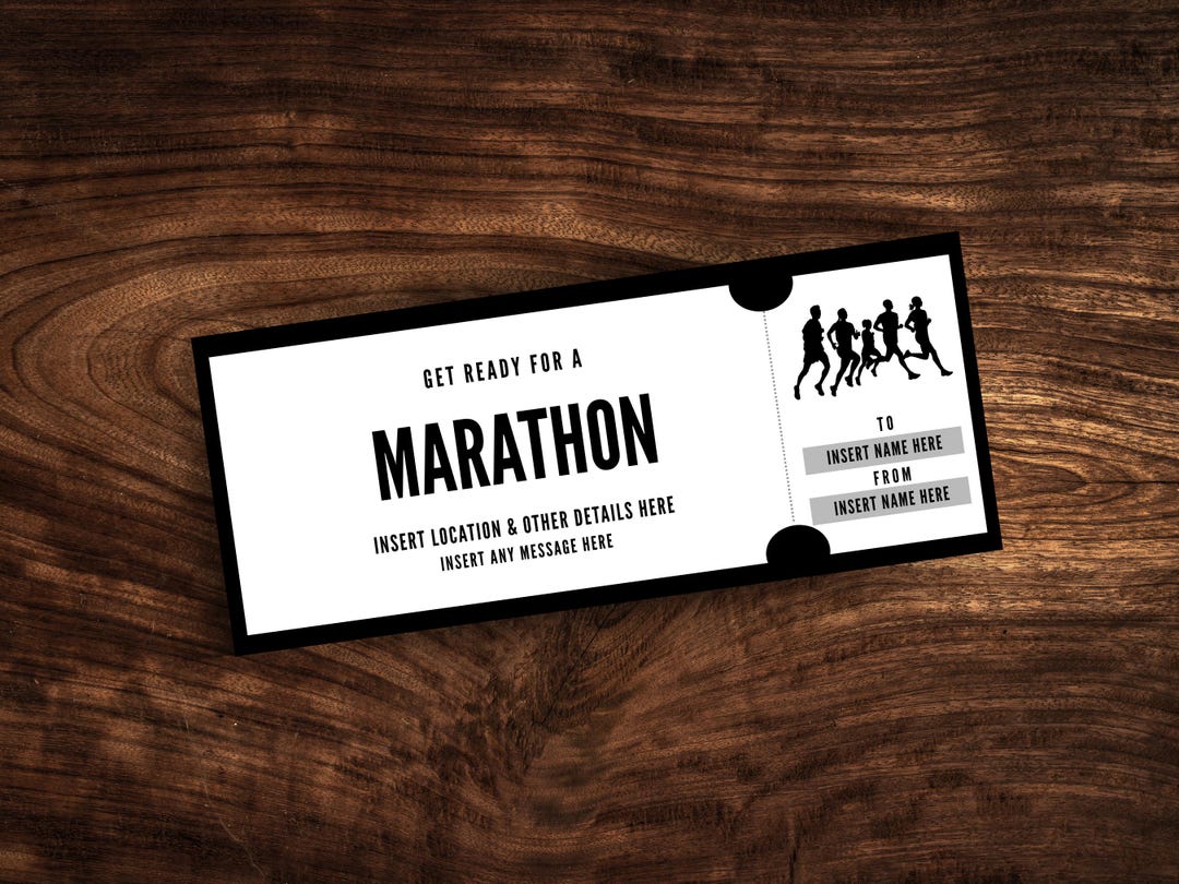 Editable Marathon Ticket Template, Custom Marathon Race Coupon ...