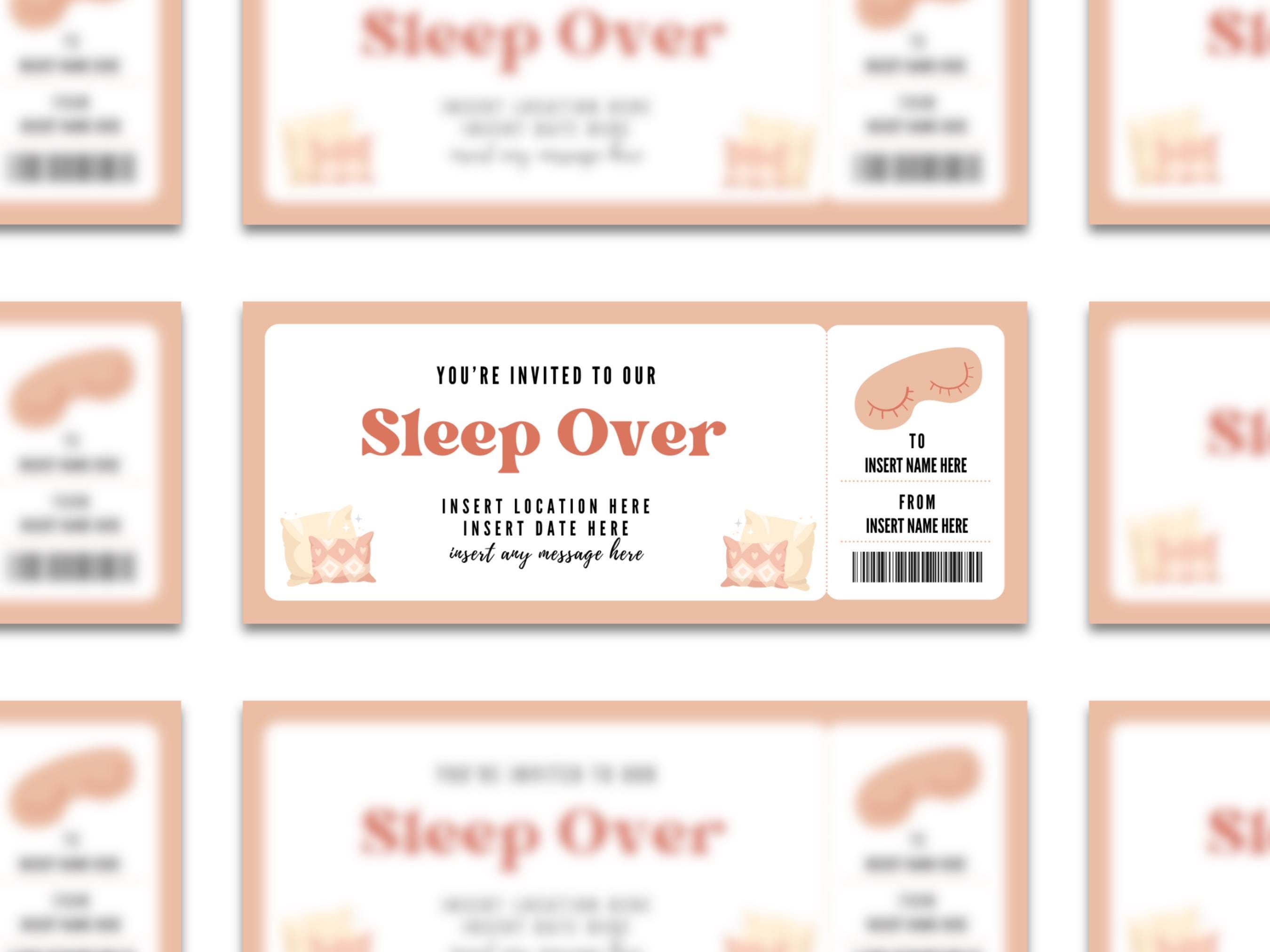 Editable Sleepover Coupon Template, Custom Pajama Party Invitation ...