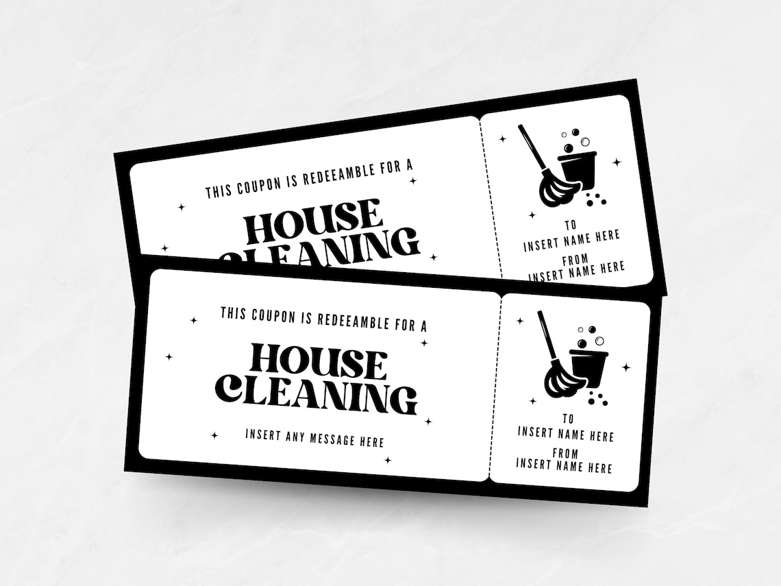 Editable House Cleaning Coupon, Custom Cleaning Service Gift ...