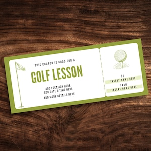 Editable Golf Lesson Gift Certificate, Custom Golf Class Coupon ...
