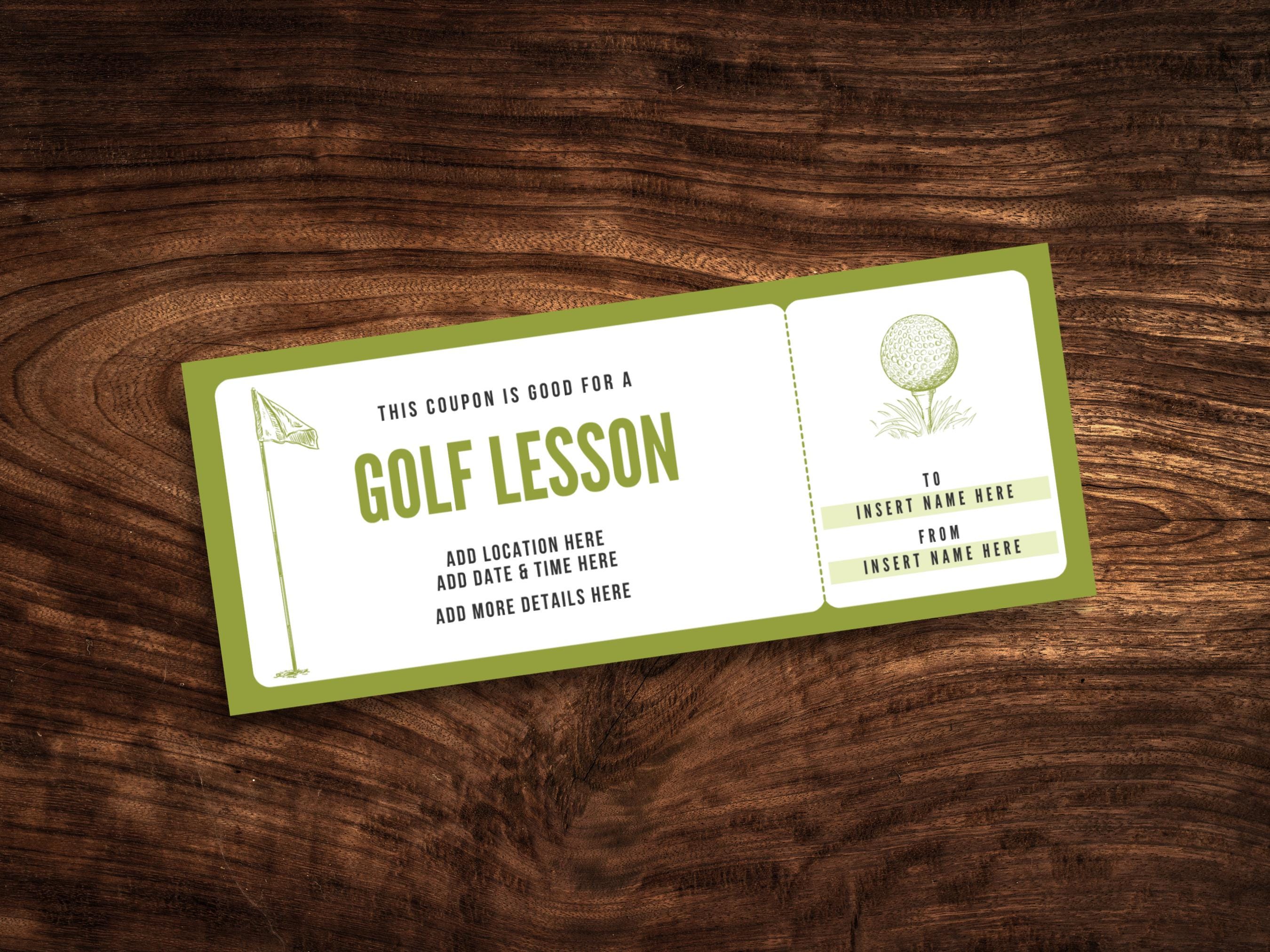 Editable Golf Lesson Gift Certificate, Custom Golf Class Coupon ...