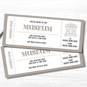 Custom Museum Ticket Template, Printable Museum Gallery Coupon ...