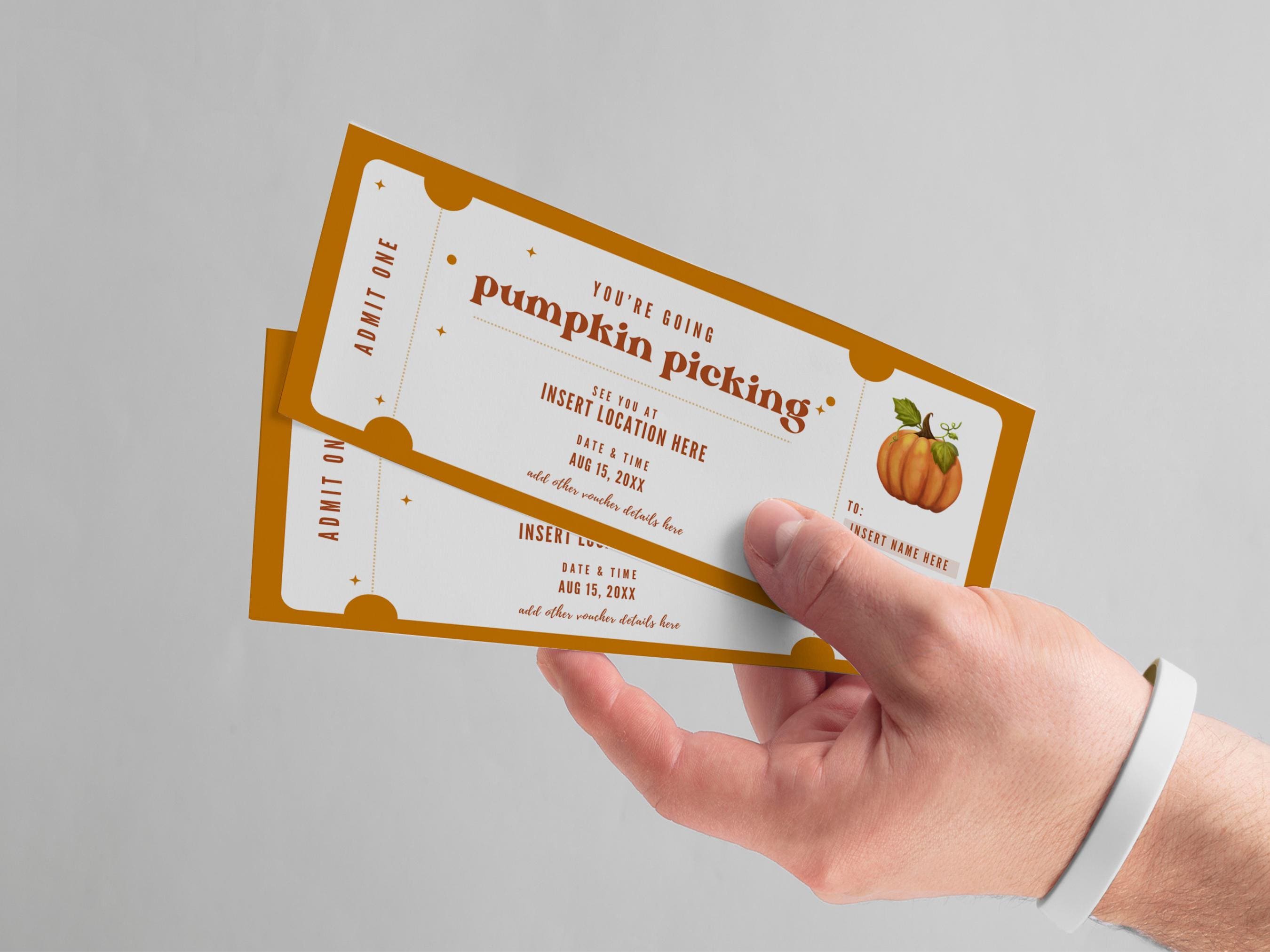 Editable Pumpkin Picking Coupon, Custom Pumpkin Patch Ticket Template ...