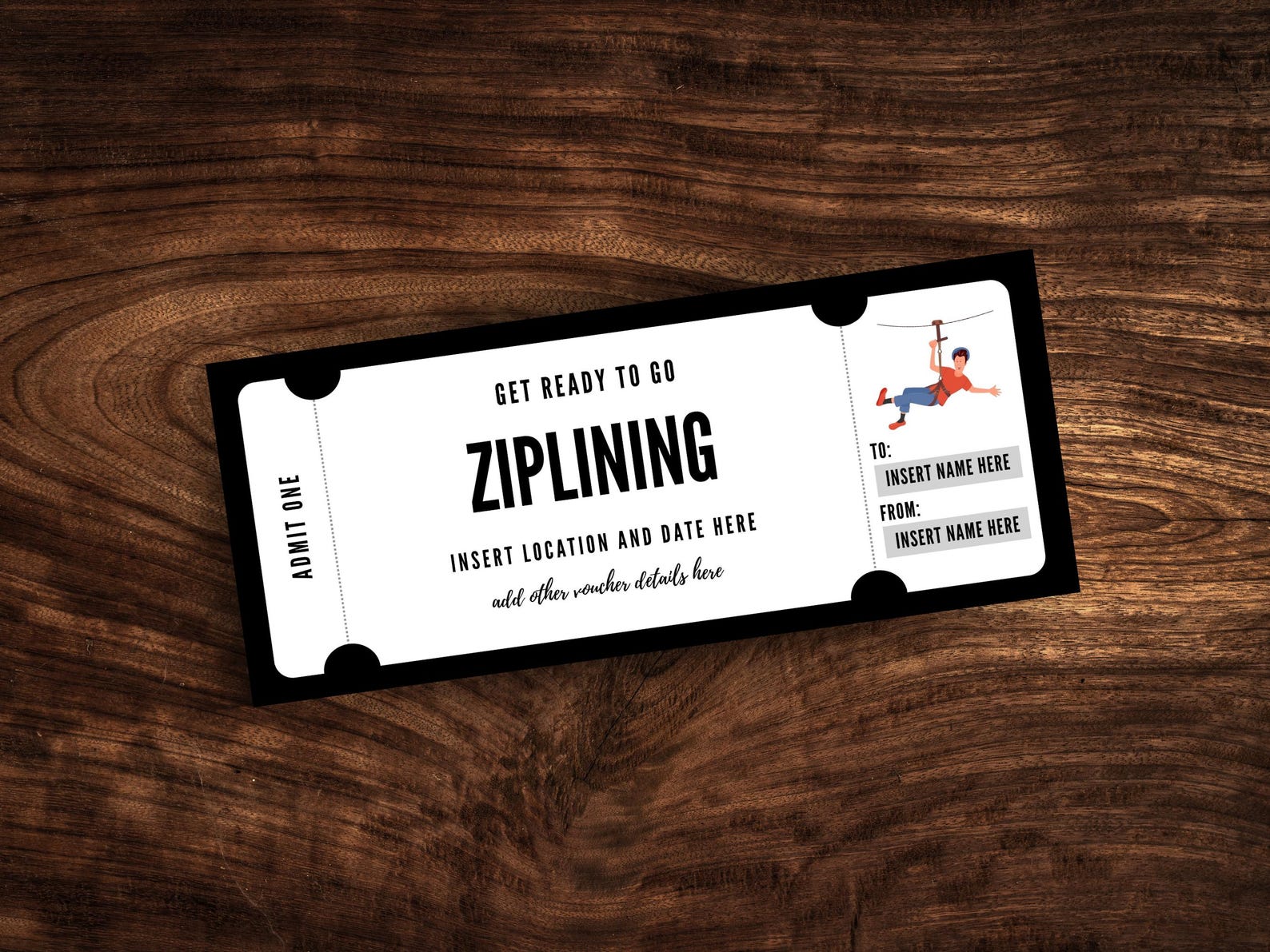 Editable Ziplining Adventure Coupon, Custom Zip Line Tour Ticket ...