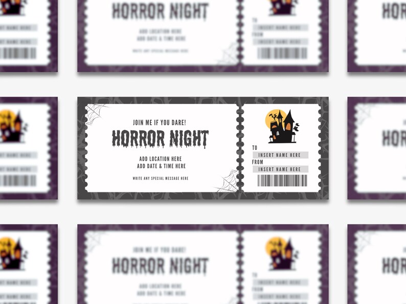 Editable Horror Night Coupon, Custom Spooky Adventure Ticket Template ...