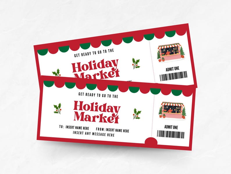 Editable Holiday Market Ticket Template, Custom Christmas Market Coupon ...