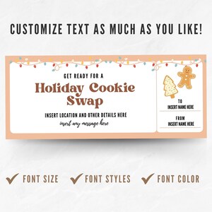 Editable Holiday Cookie Swap Ticket Template, Custom Christmas Cookie ...
