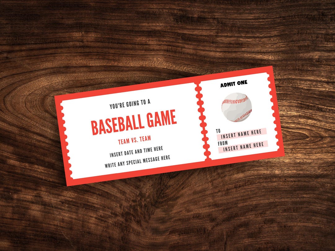 Editable Baseball Game Ticket Template, Printable Baseball Ticket ...