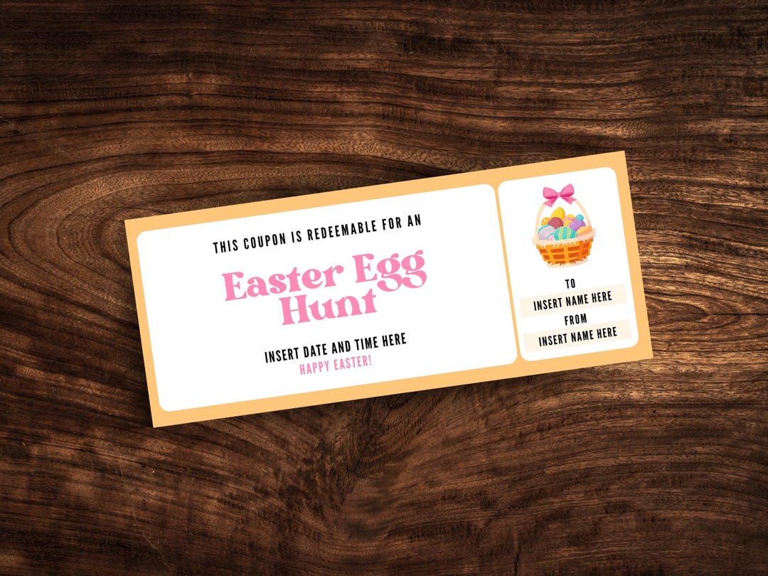 Editable Easter Egg Hunt Ticket Template, Custom Spring Easter Activity ...