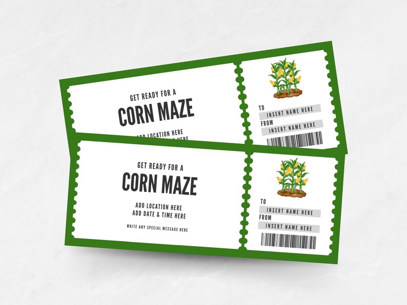 Editable Corn Maze Coupon, Custom Corn Maze Ticket Template, Printable ...