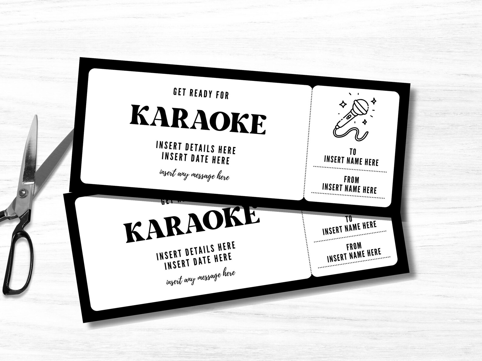 Editable Karaoke Night Coupon, Custom Karaoke Date Ticket Template ...