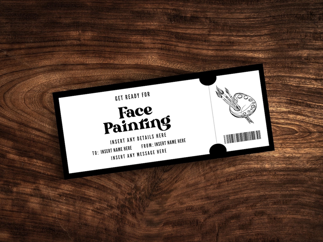 Editable Face Paint Gift Certificate Template, Custom Face Painting ...