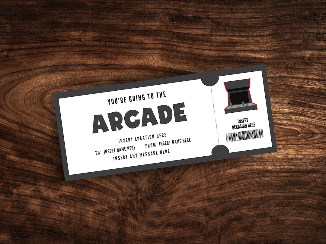 Custom Arcade Ticket Template, Editable Arcade Coupon, Surprise Video ...