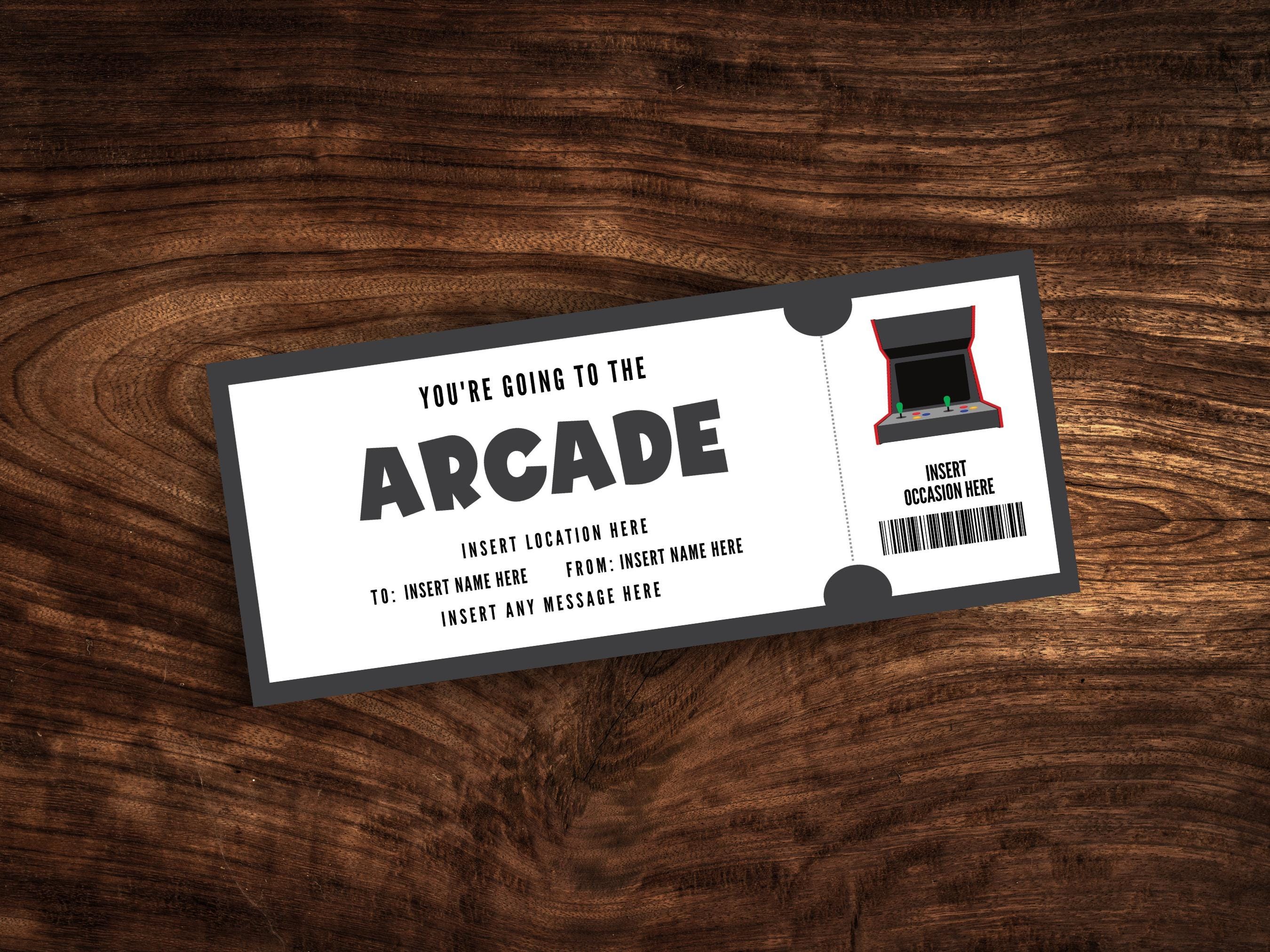 Custom Arcade Ticket Template, Editable Arcade Coupon, Surprise Video ...