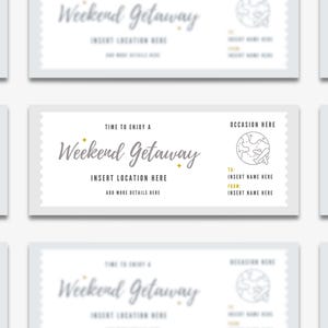 Editable Weekend Getaway Coupon Template, Custom Surprise Hotel ...